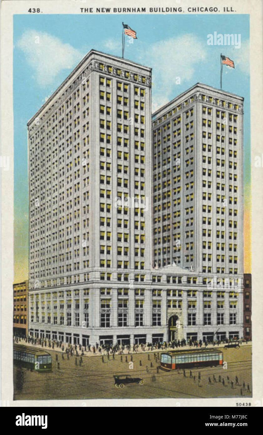 This photograph depicts the New Burnham Building, located at the corner ...