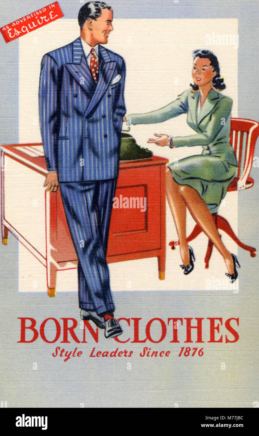 An advertisement from Esquire magazine promoting 'Born Clothes ...