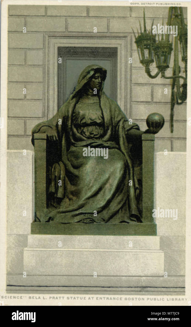 A photograph of the Bela L. Pratt statue at the entrance of the Boston ...