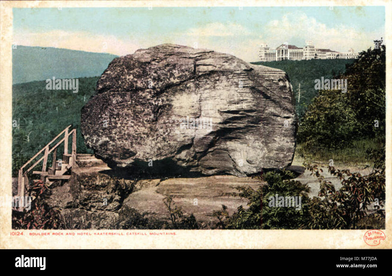 A view of Boulder Rock and the historic Hotel Kaaterskill, located in ...