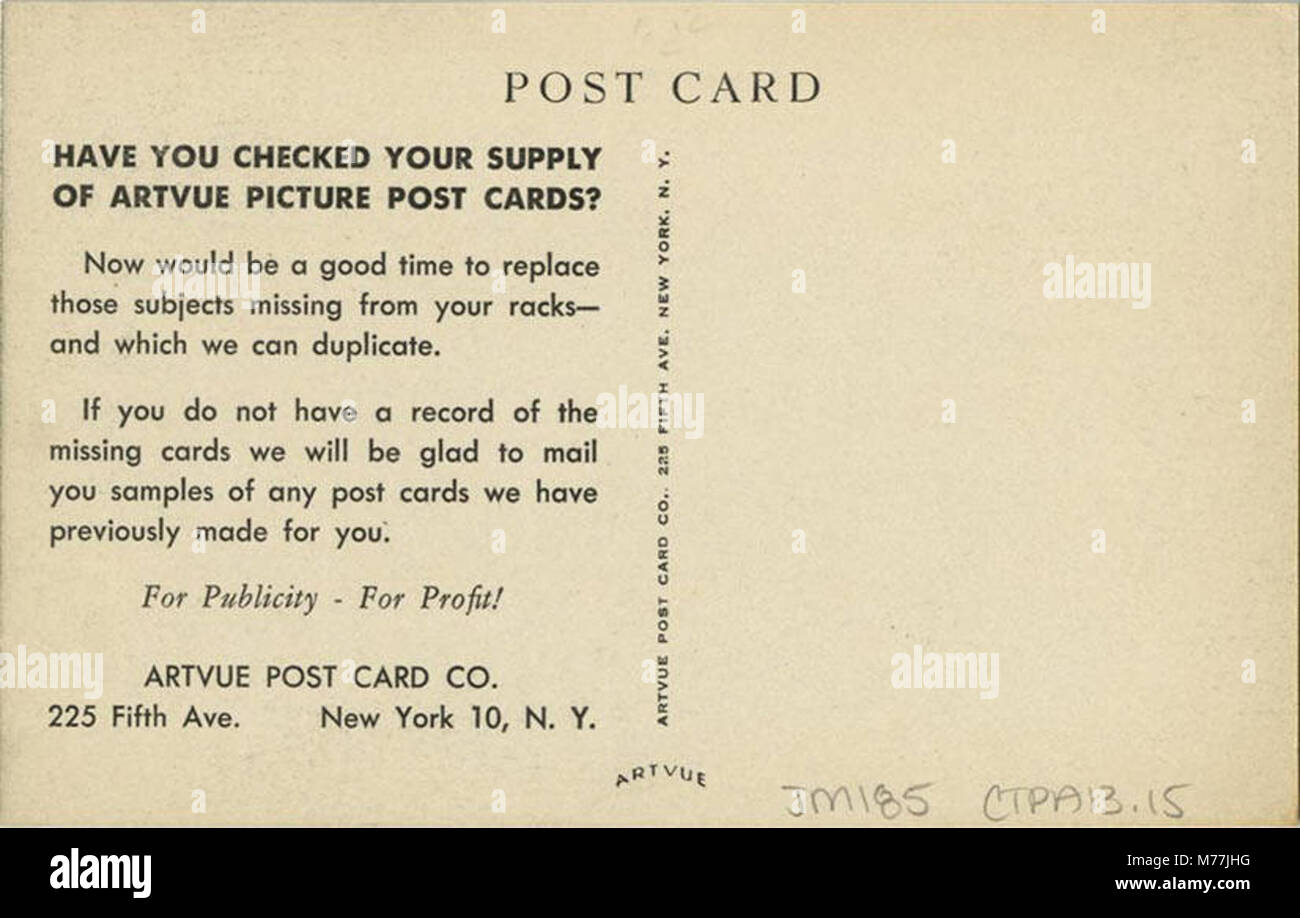 A postcard sample from the Artvue Postcard Co. showing the Boxwood ...