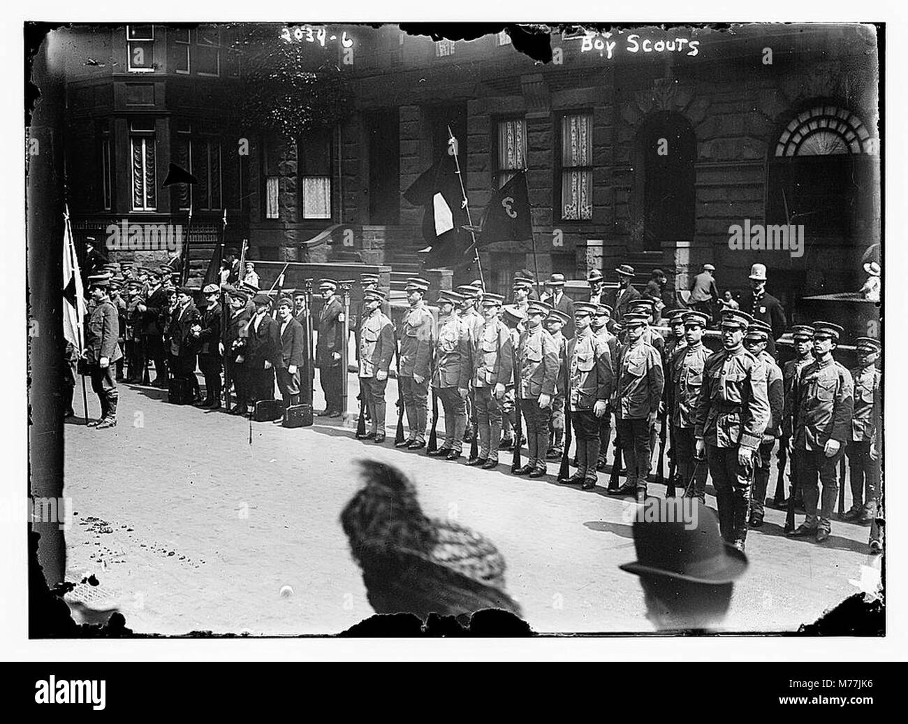 A photograph of Boy Scouts standing in formation, showcasing the group ...