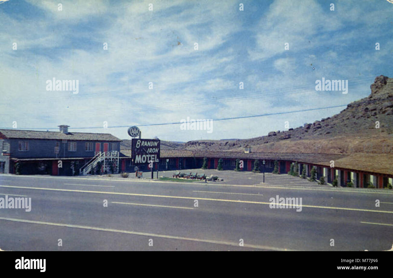 A photograph of the Brandin' Iron Motel, located in the American West ...