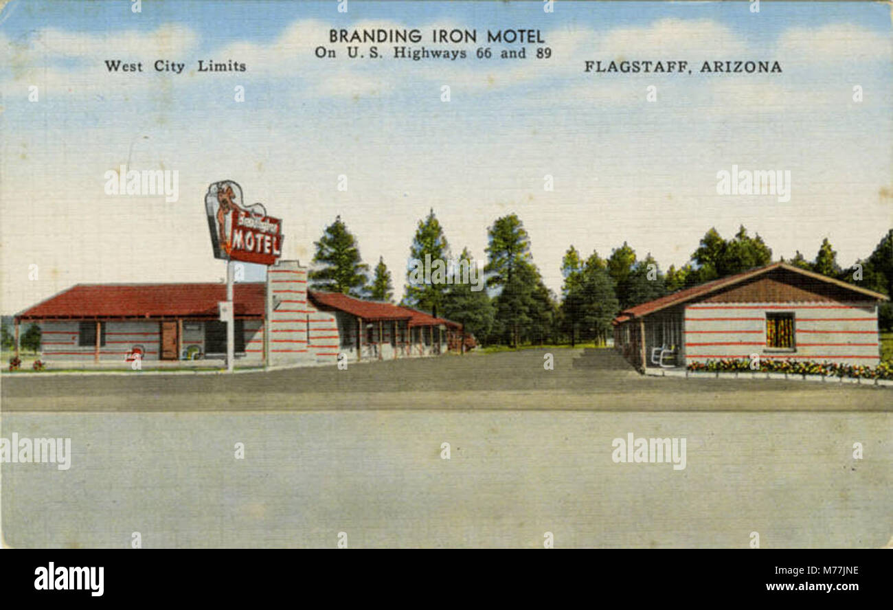 A photograph of the Branding Iron Motel, an example of mid-20th-century ...