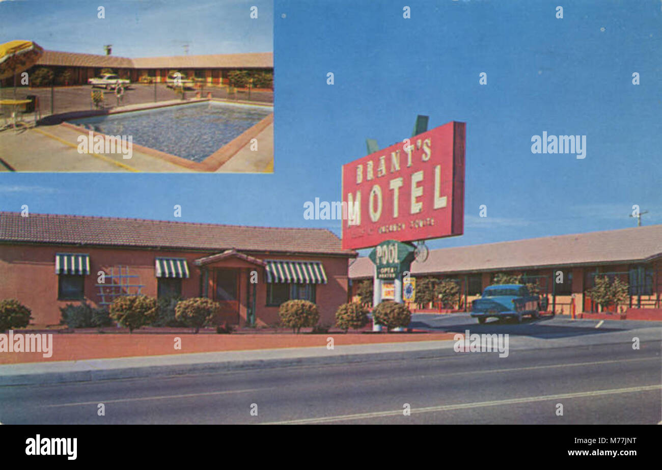 A photograph of Brant's Motel, featuring the owners, Mr. and Mrs. Brant ...