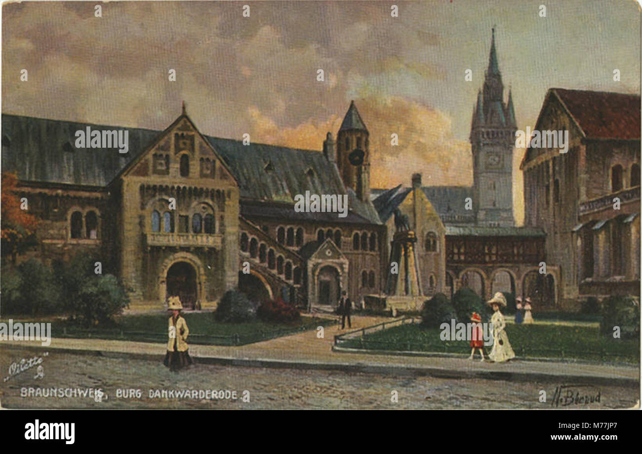 A historical view of Burg Dankwarderode, a medieval castle located in ...