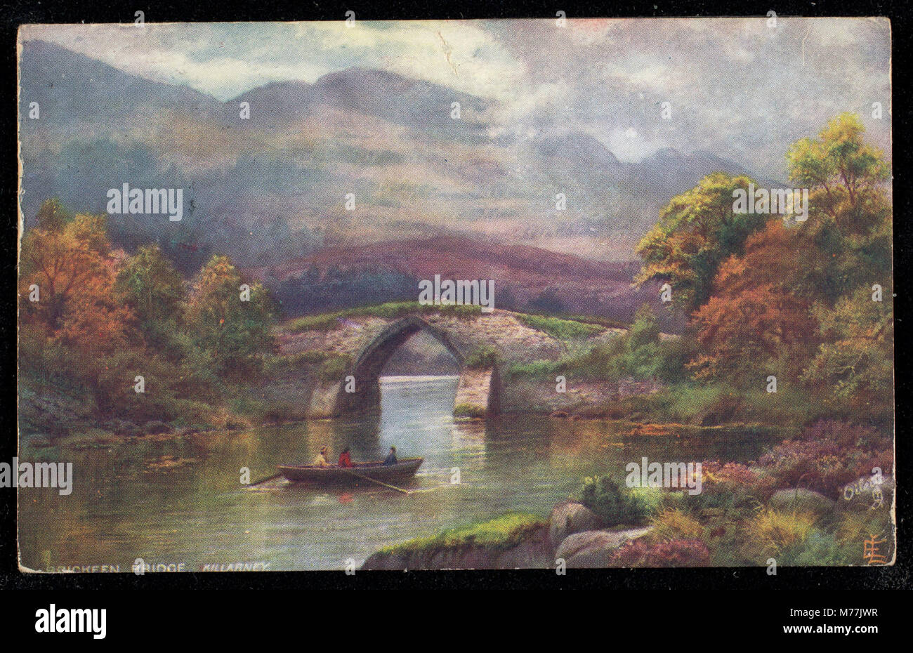 The Brickeen Bridge in Killarney, Ireland, is a historic stone bridge ...