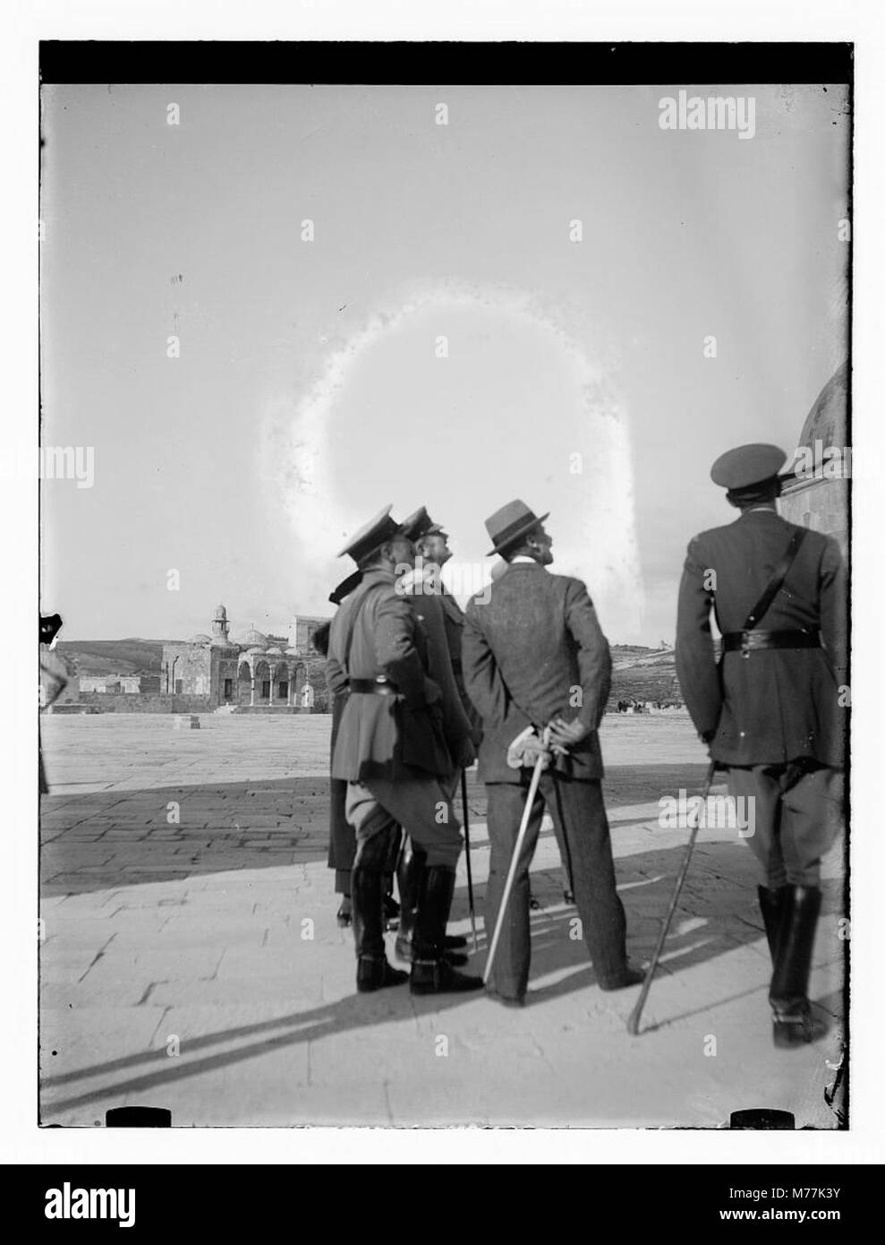 A group of British officers is captured in a photograph or painting ...