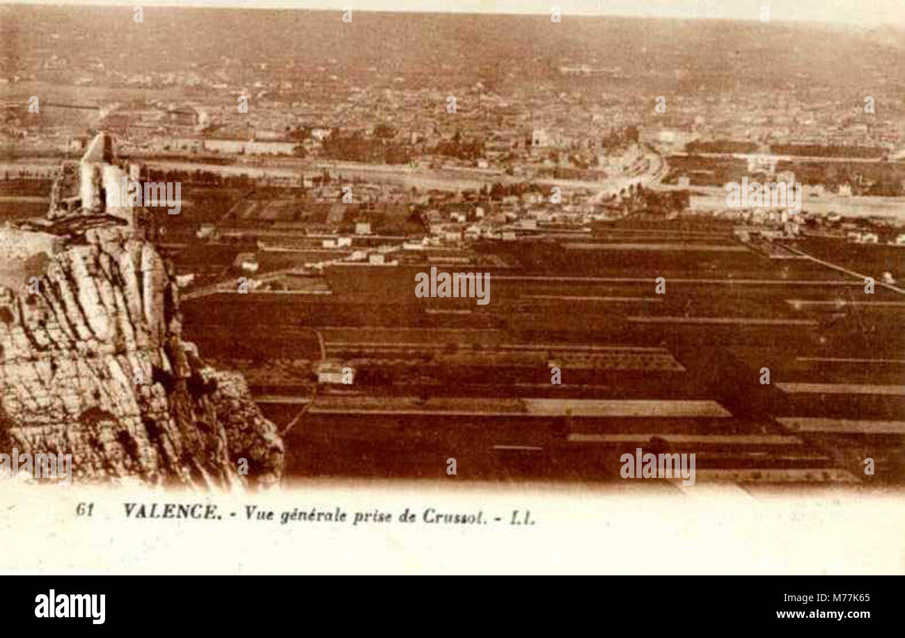 This image shows a general view of the town of Valence, France, with a ...