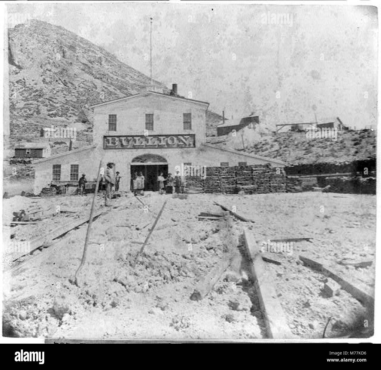 A historical photograph of the Bullion mine in Gold Hill, Nevada ...