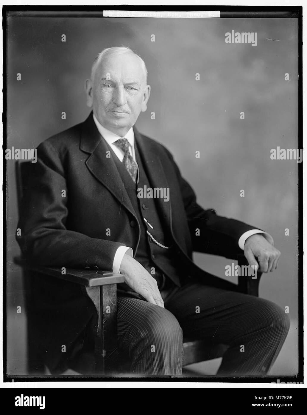 A formal portrait of Theodore E. Burton, a prominent American ...