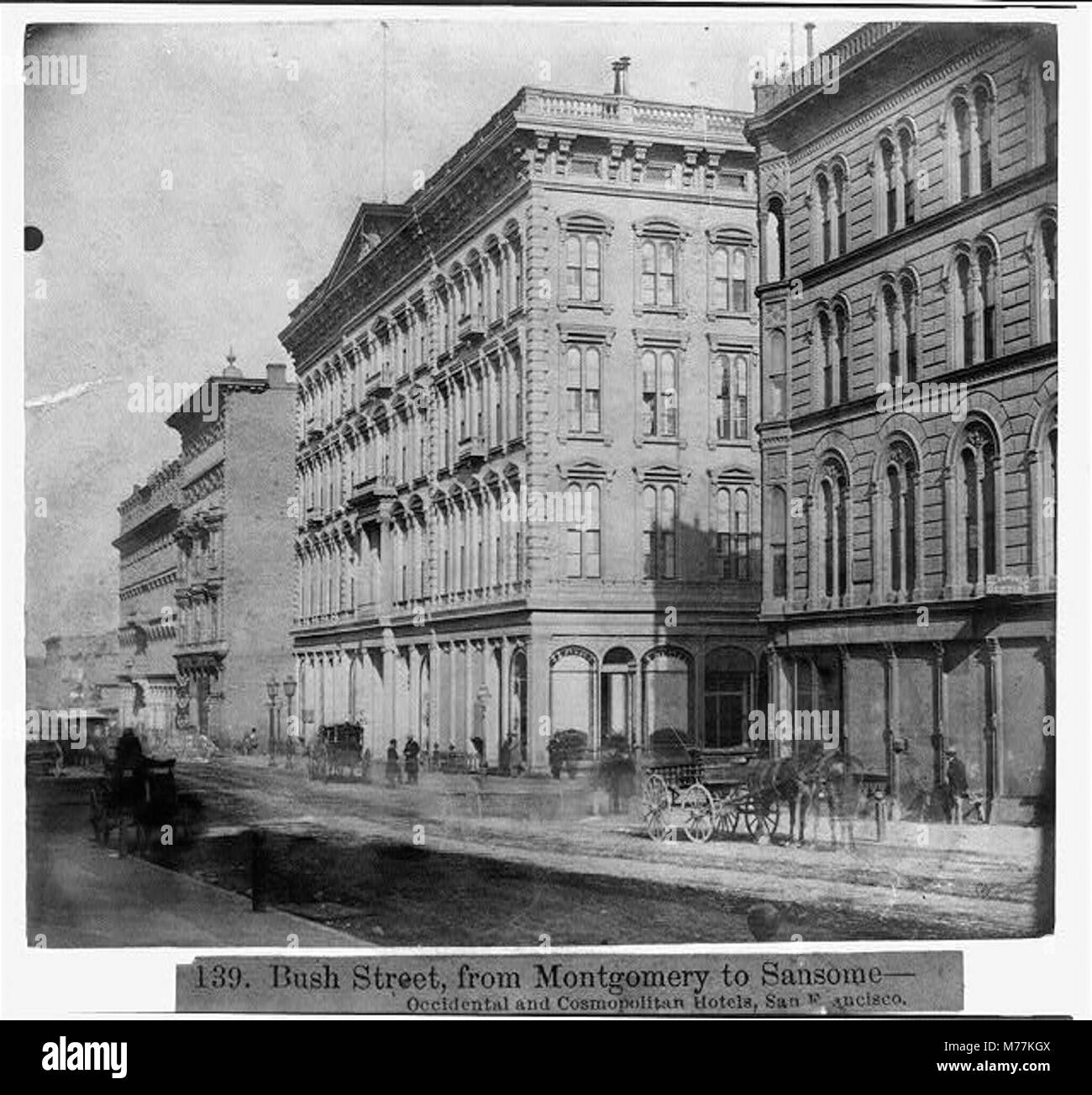 A view of Bush Street in San Francisco, looking from Montgomery to ...