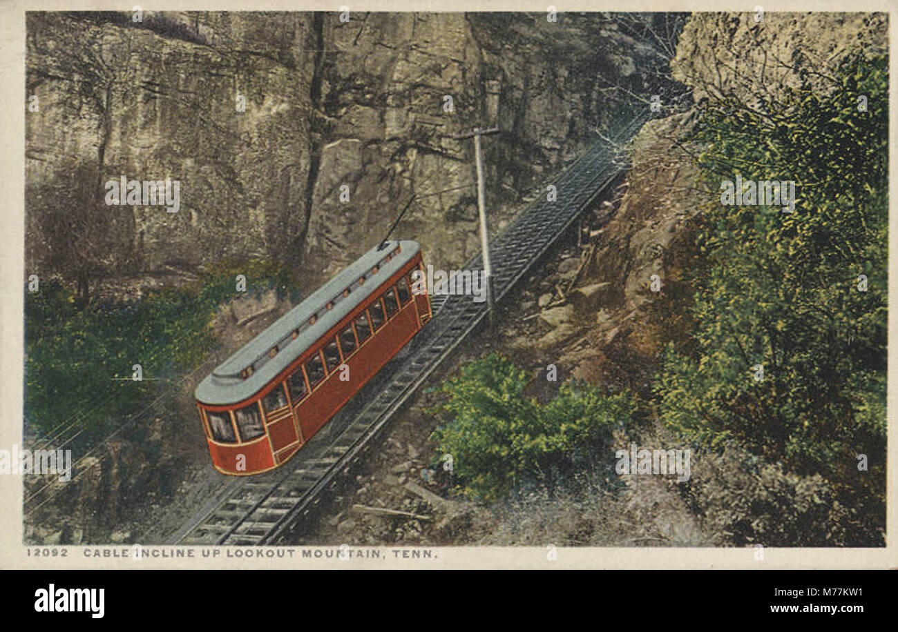This photograph depicts the cable incline leading up Lookout Mountain ...