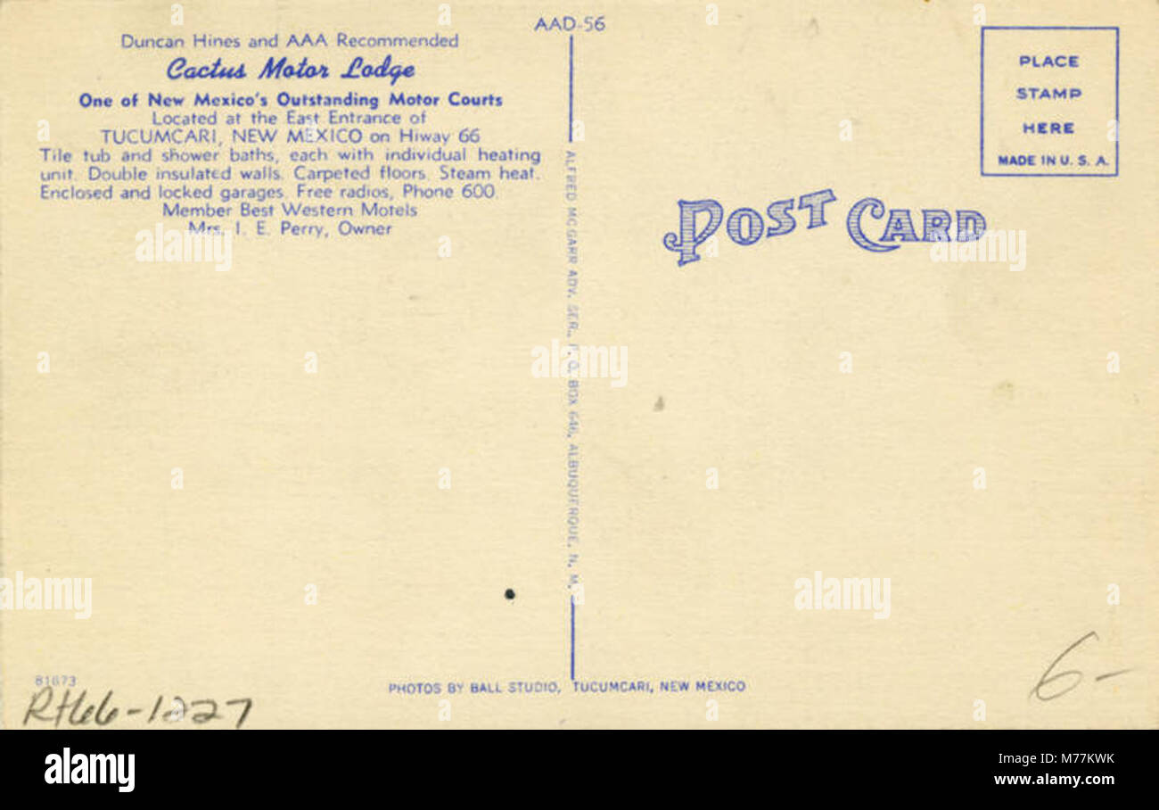 A photograph of the Cactus Motor Lodge, owned by Mrs. I.O. Perry ...