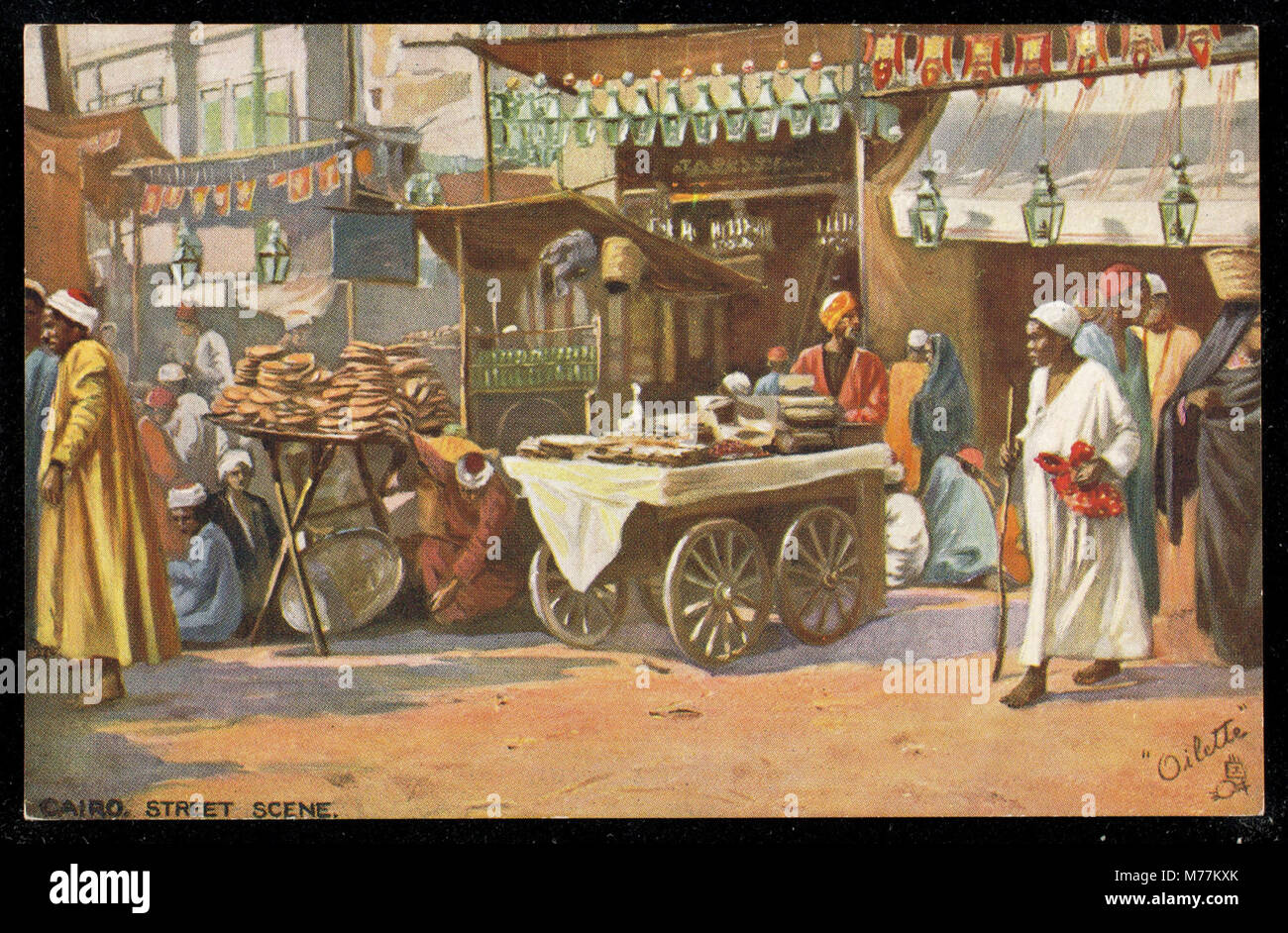 A photograph depicting a street scene in Cairo, Egypt, capturing the ...