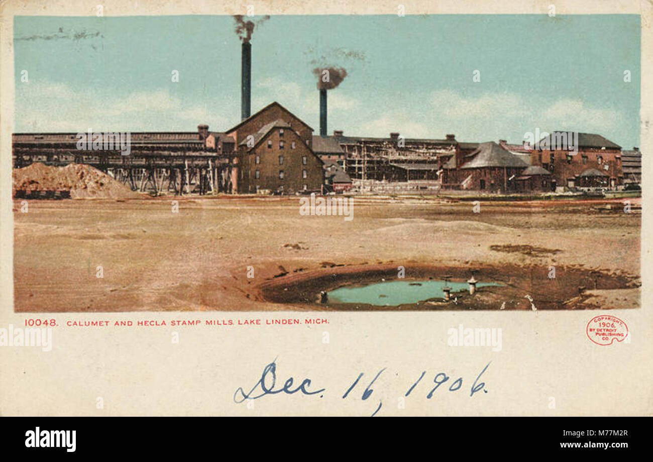 An industrial photograph showing the Calumet and Hecla Mills ...