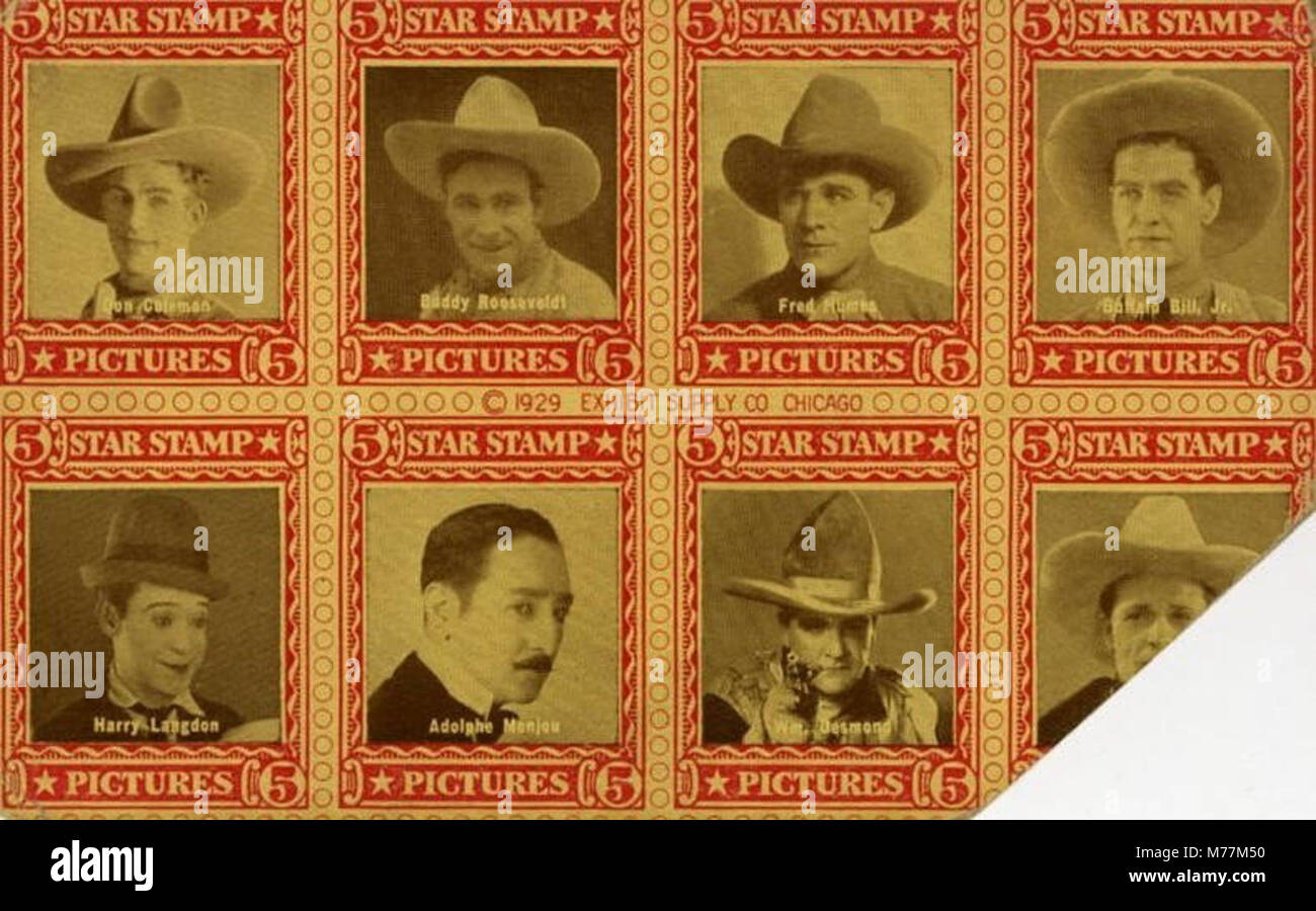 A set of eight postage stamps featuring famous motion picture stars ...