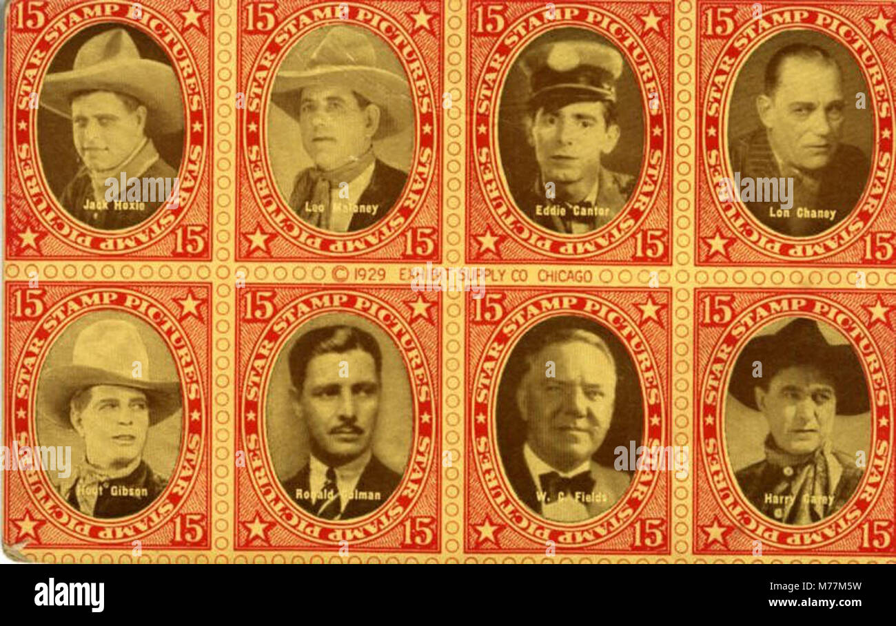 A collection of 8 stamp images featuring notable motion picture actors ...