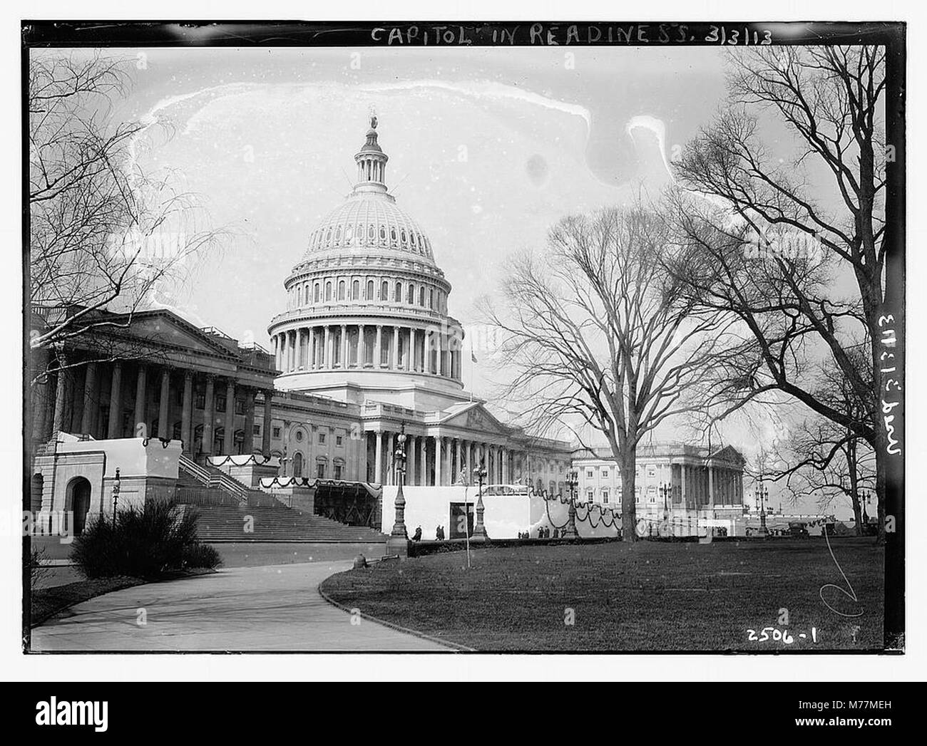 This image depicts the U.S. Capitol prepared for an event or gathering ...