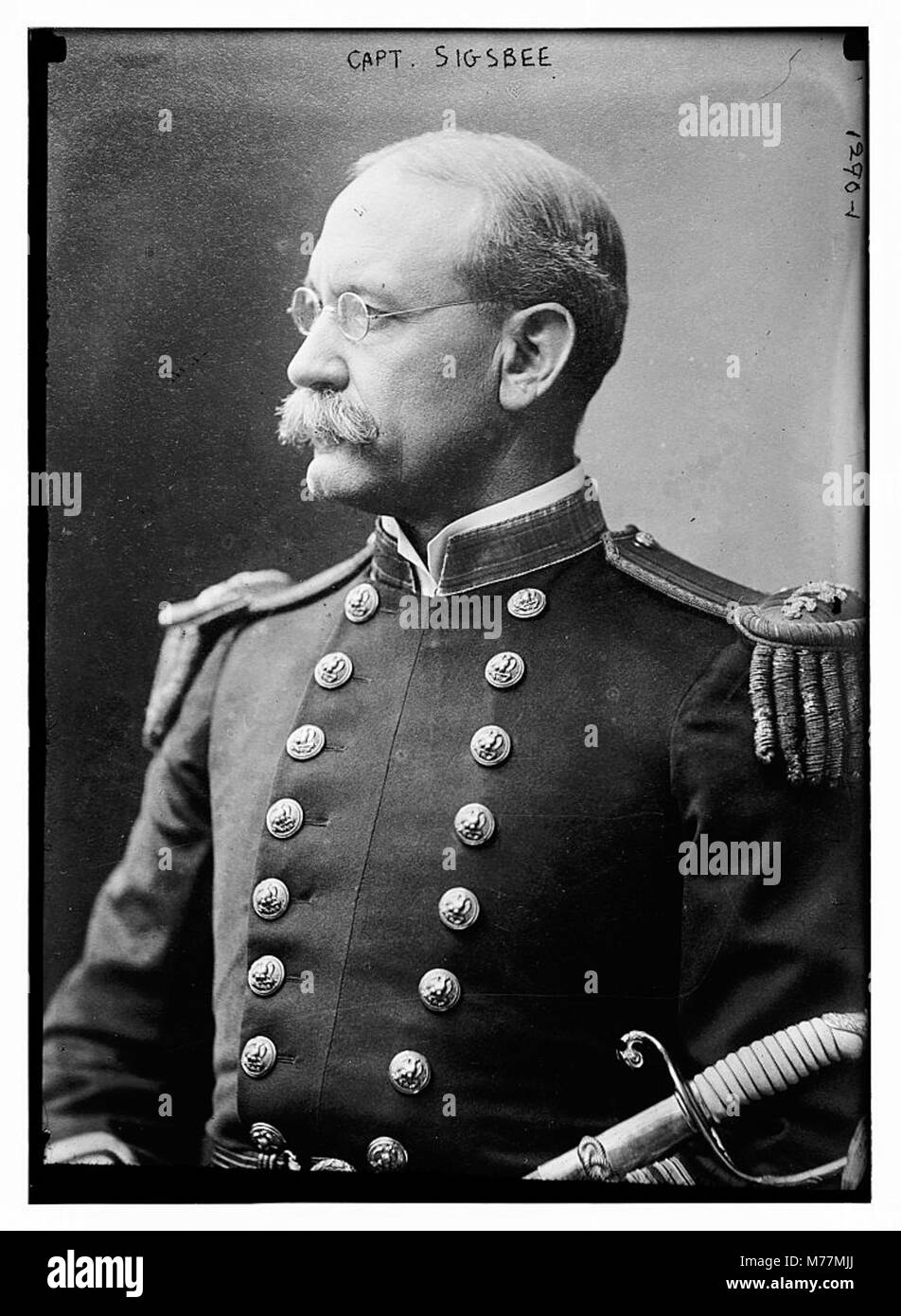 A portrait of Captain Sigsbee, a notable figure in American naval ...
