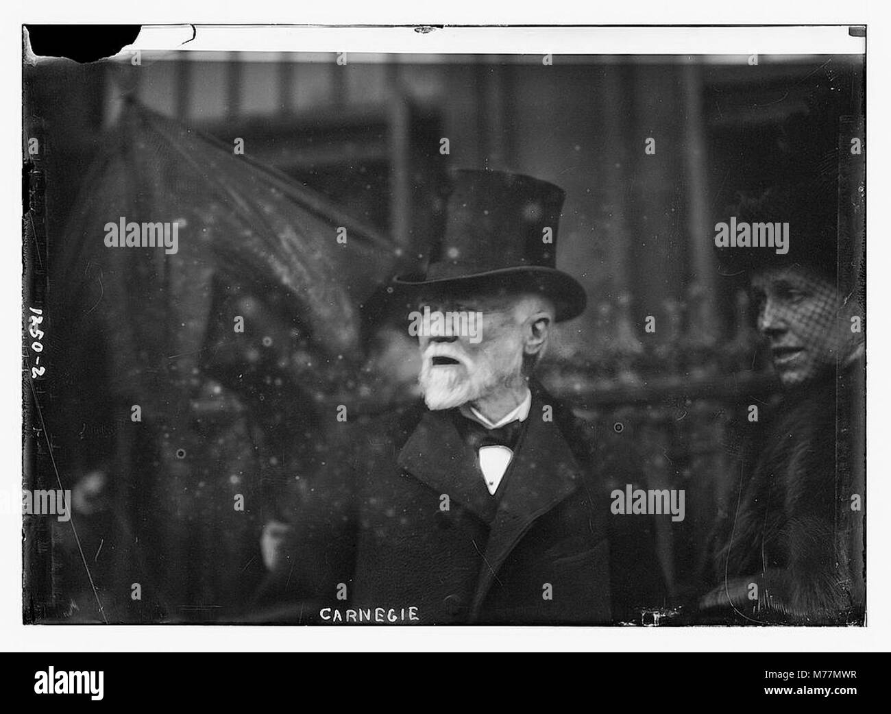 This photo, marked as a poor negative, features Andrew Carnegie ...