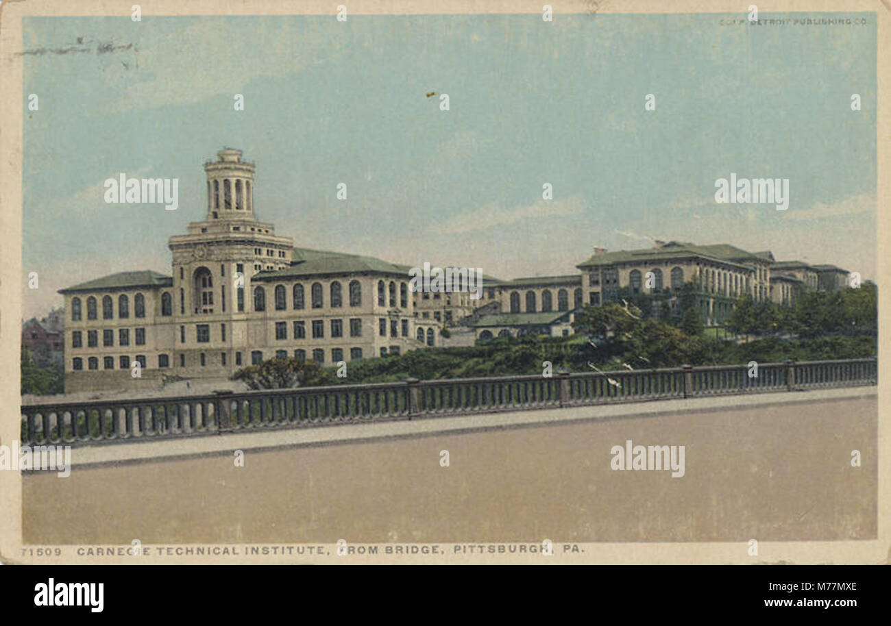A photograph taken from a bridge showing the Carnegie Technical ...