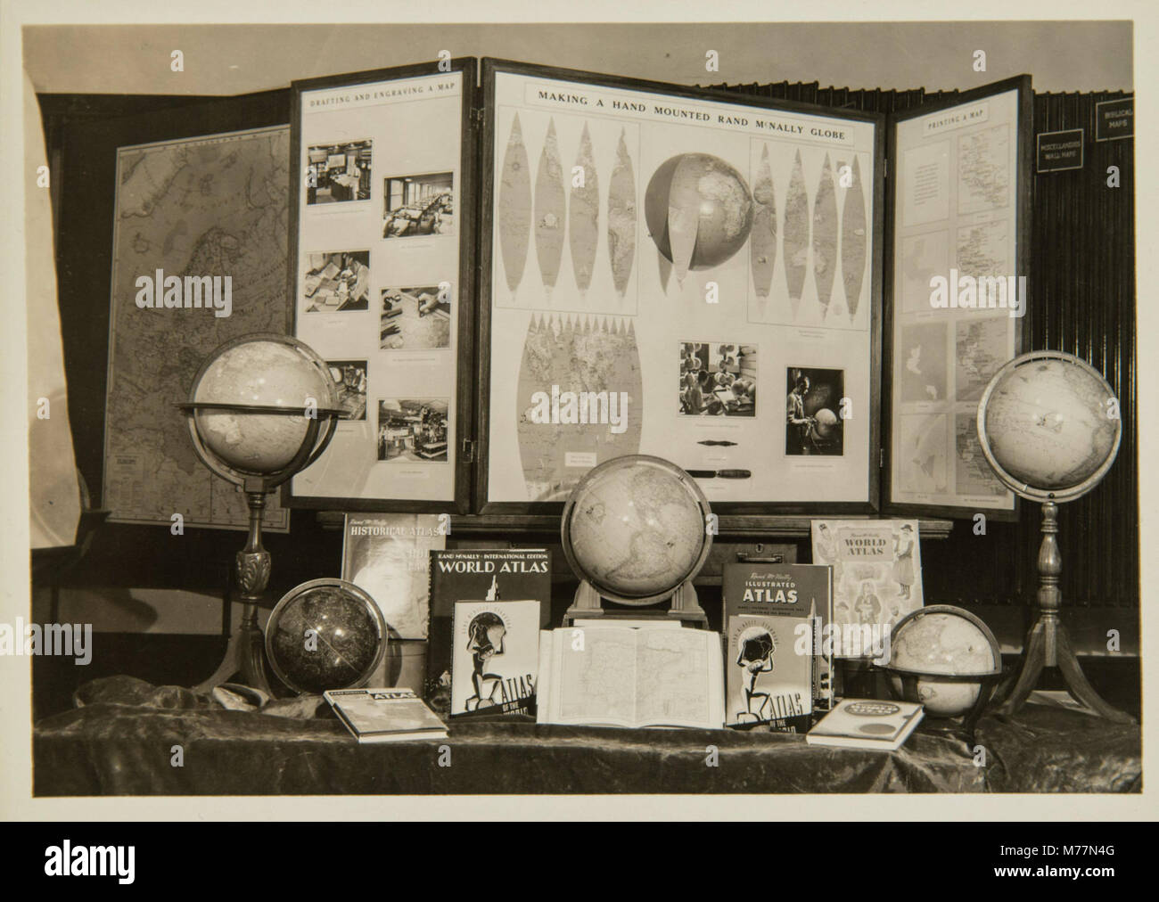 A photograph or display of cartographic publishing materials, focusing ...