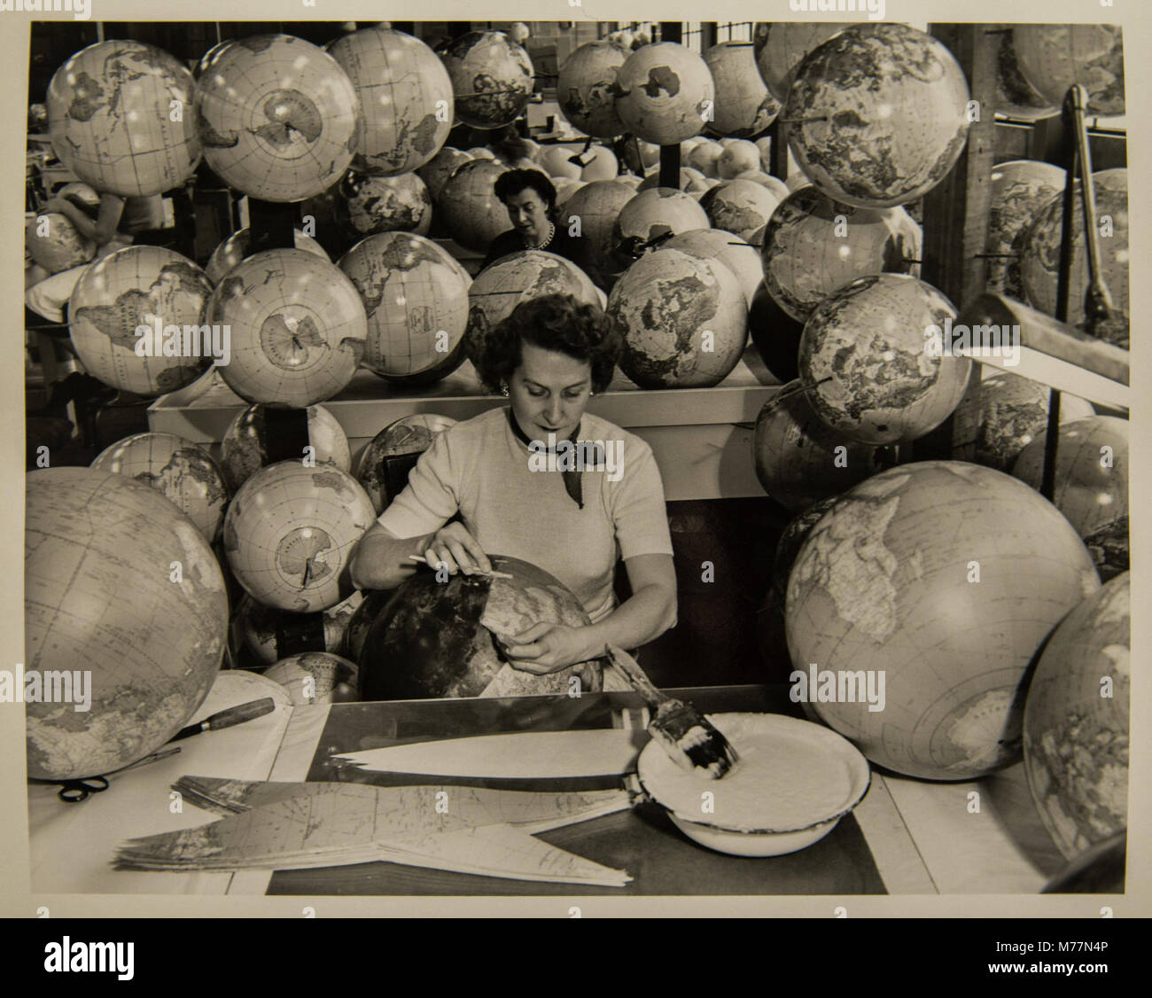 Image showcasing the manufacturing process of globes by a cartographic ...