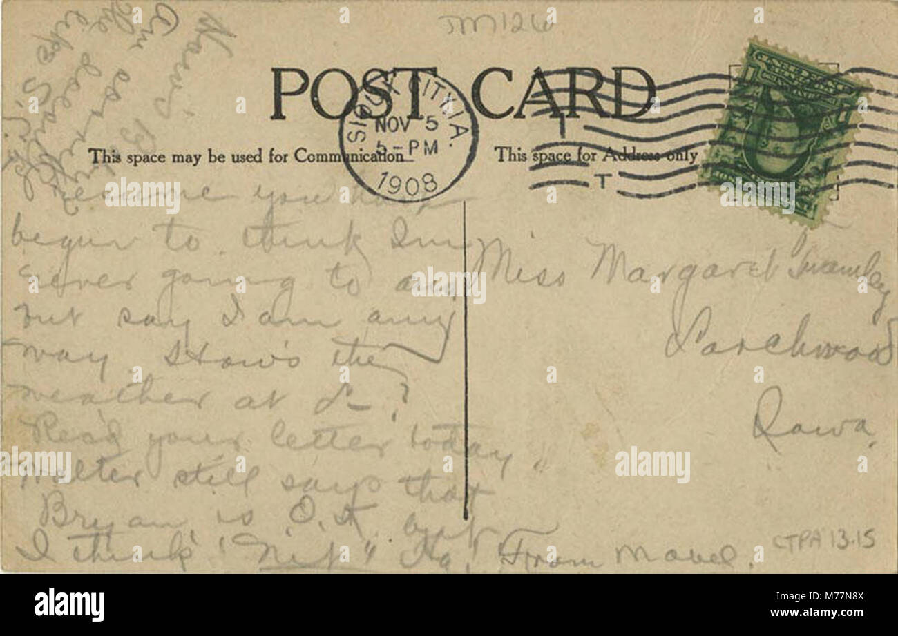 A cartoon featuring a man in a suit, holding a postcard, reflecting ...