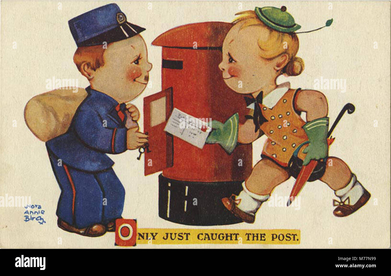 Cartoon of mailman and woman with the mail, Only Just Caught the Post ...