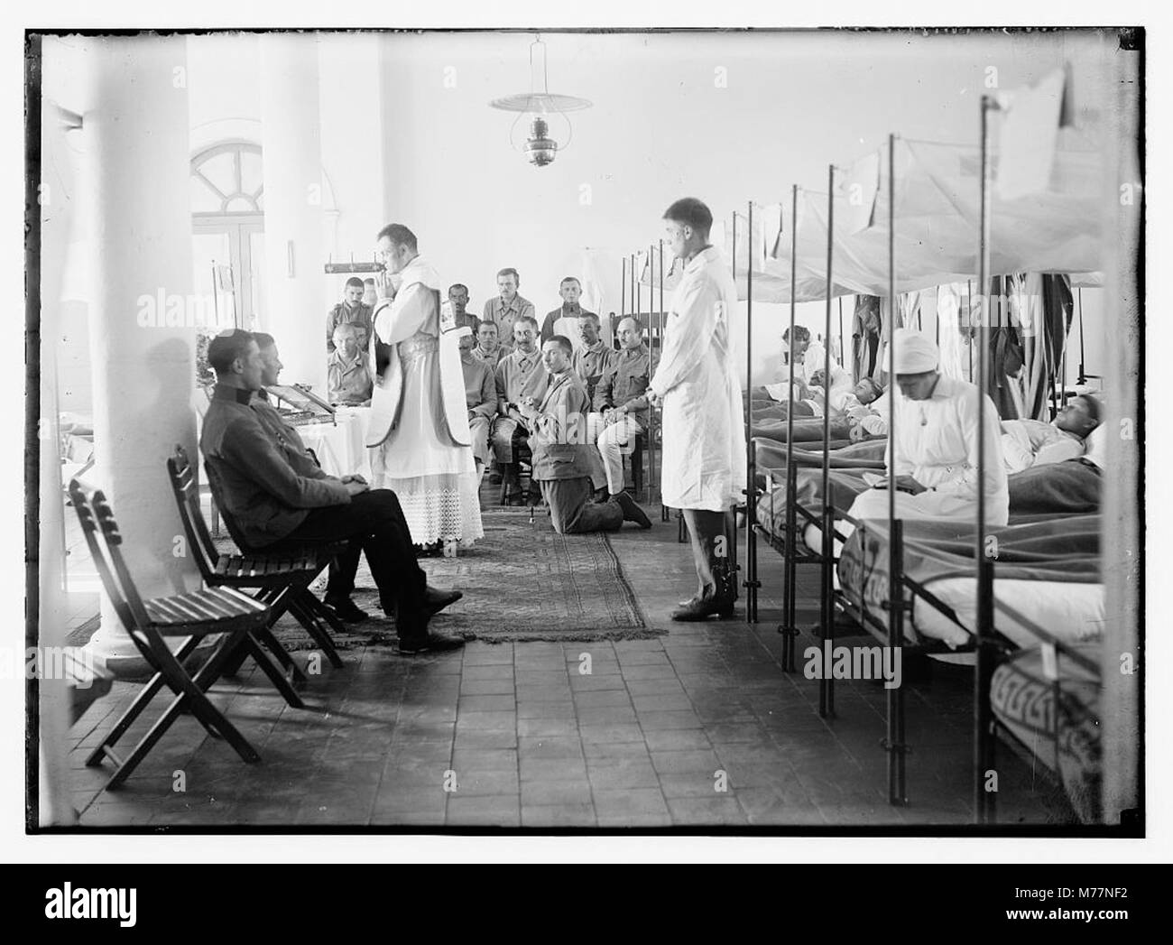 A Catholic service being conducted at the Austrian Military Hospital in ...