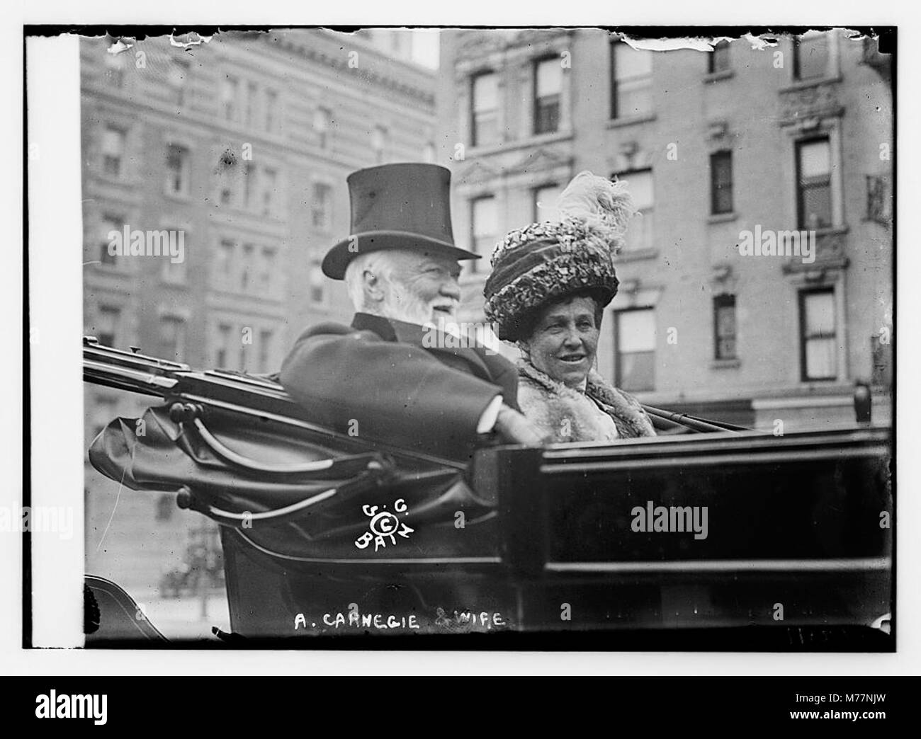 A photograph of A. Carnegie and his wife, capturing a moment from their ...