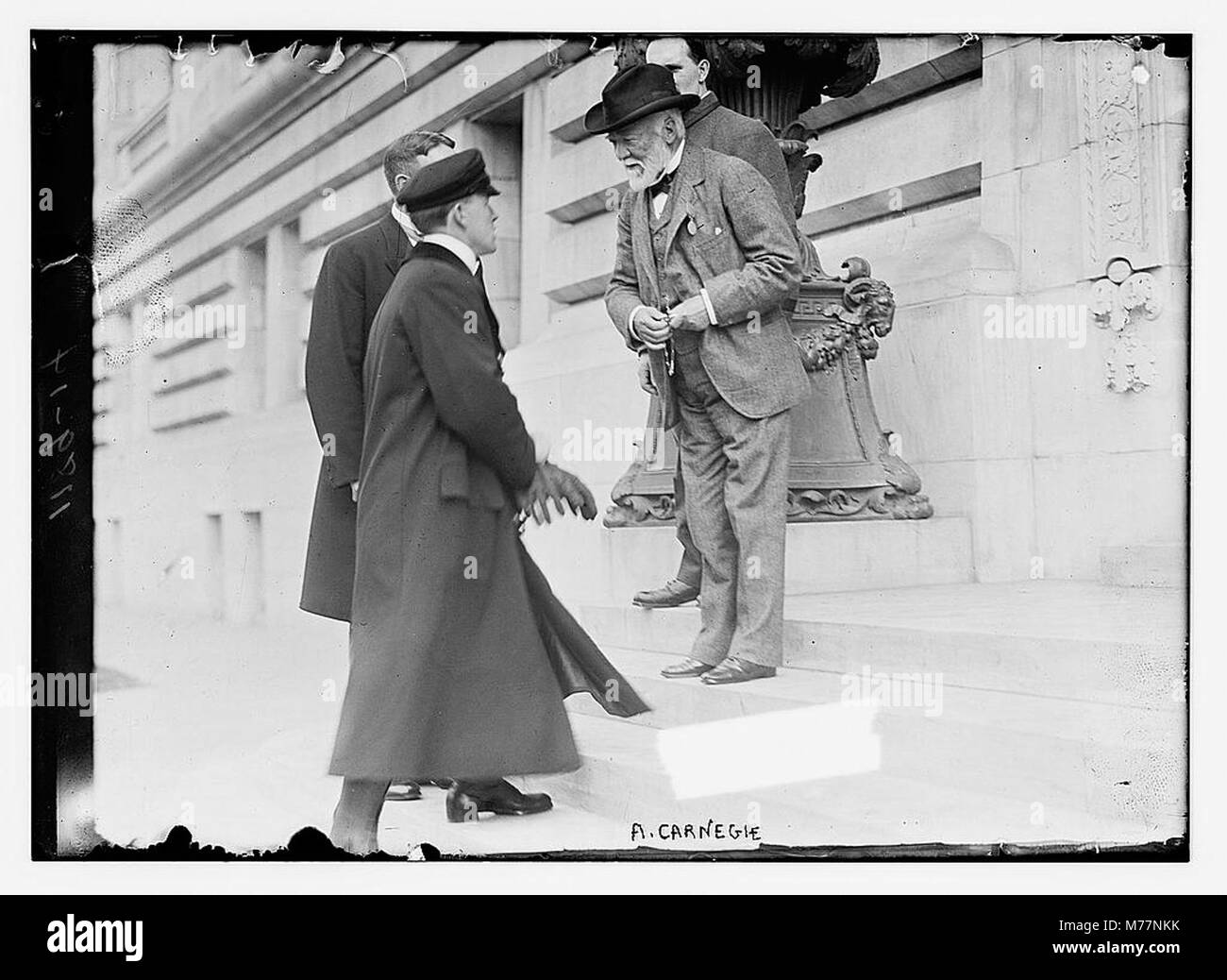 This portrait features Andrew Carnegie, the Scottish-American ...