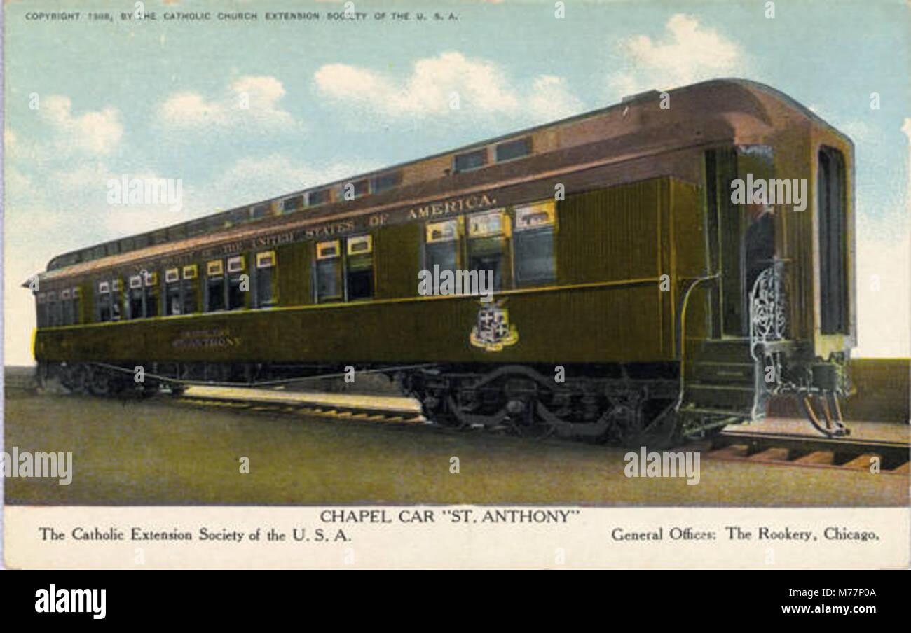 This image shows the Chapel Car St. Anthony, operated by the Catholic ...