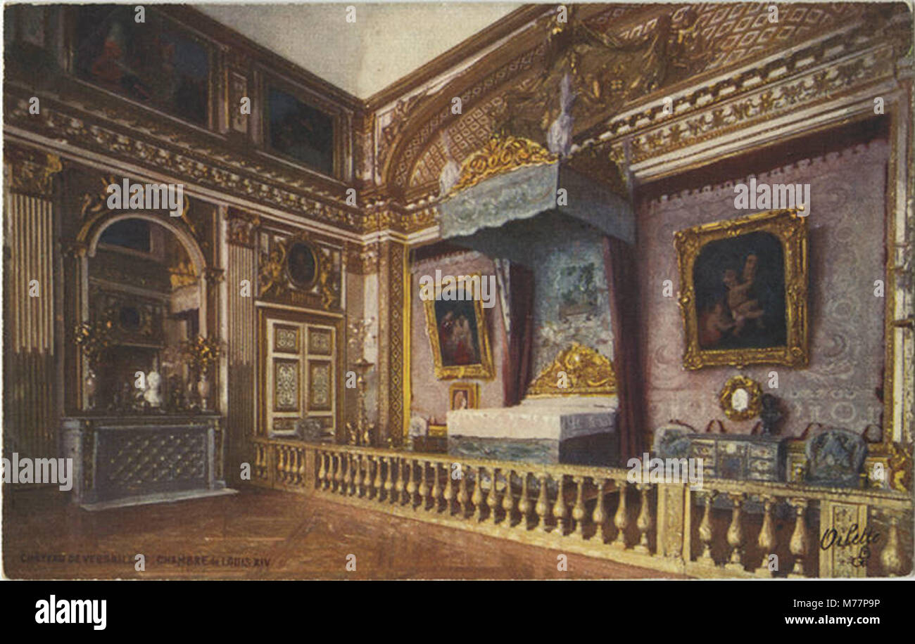 This image shows the Chambre de Louis XIV in the Château de Versailles ...