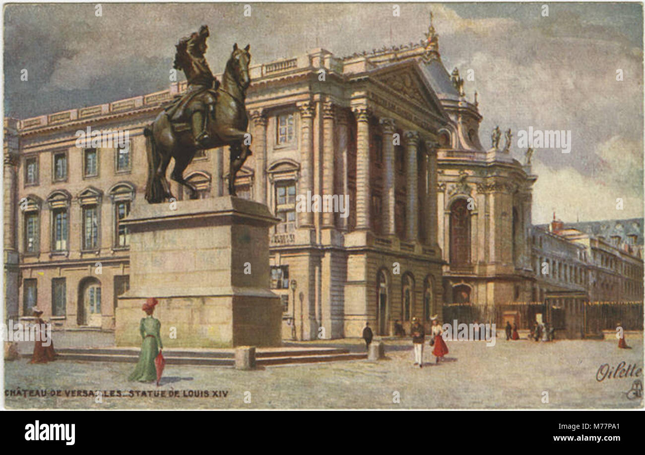 This historical photograph depicts the Statue of Louis XIV at the ...
