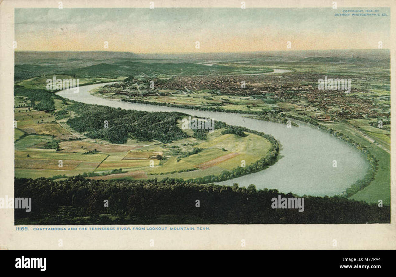 A scenic view of Chattanooga and the Tennessee River from Lookout ...