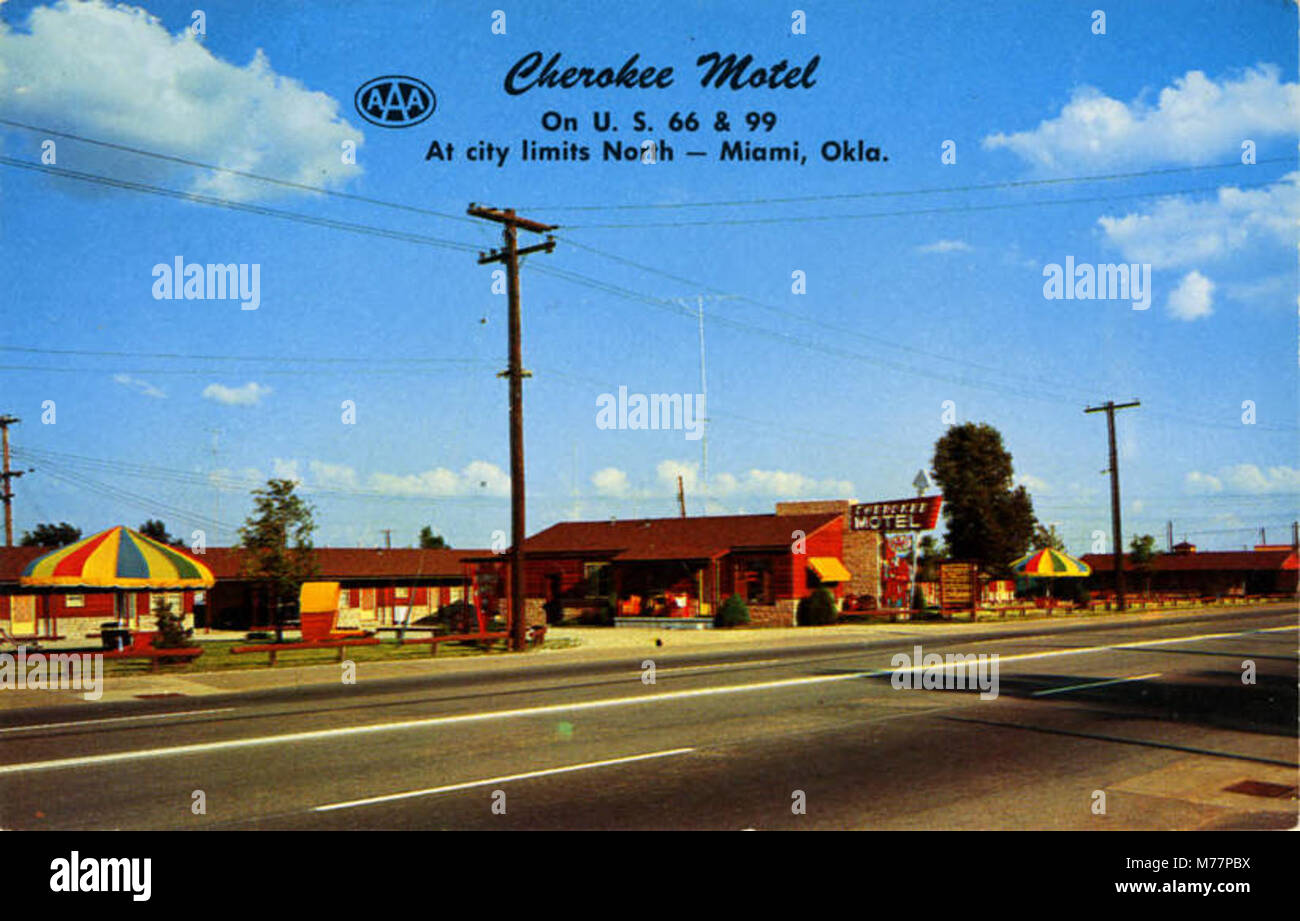 A vintage postcard of the Cherokee Motel, showcasing the architecture ...