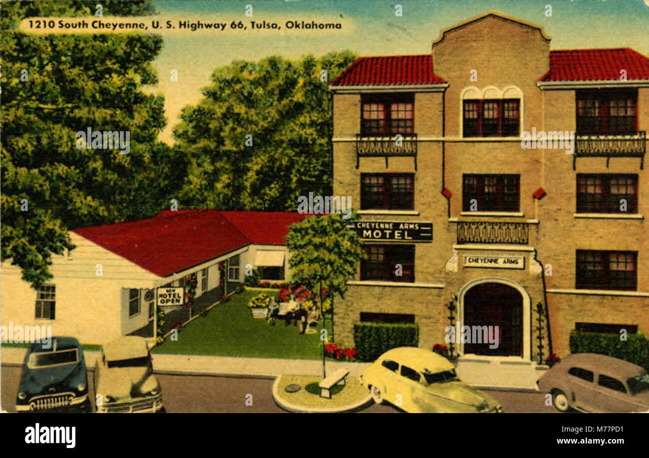 A historic photograph of the Cheyenne Arms Motel, showcasing the mid ...