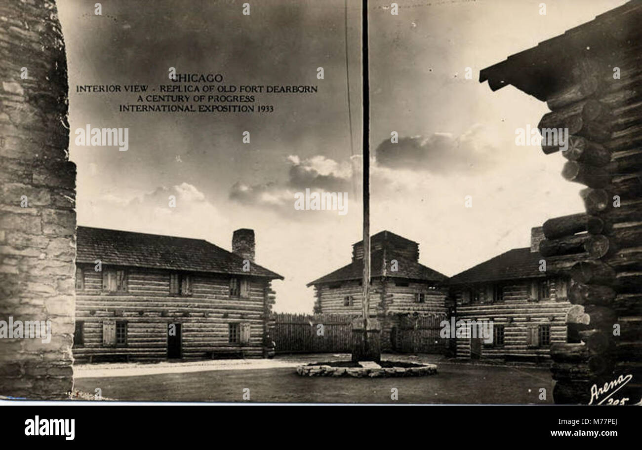 The interior view of a replica of the Old Fort Dearborn in Chicago ...