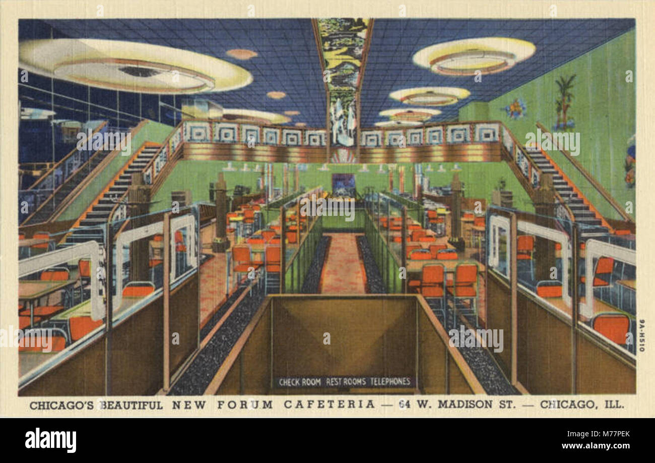A photograph showcasing Chicago's Forum Cafeteria, located at 64 W ...