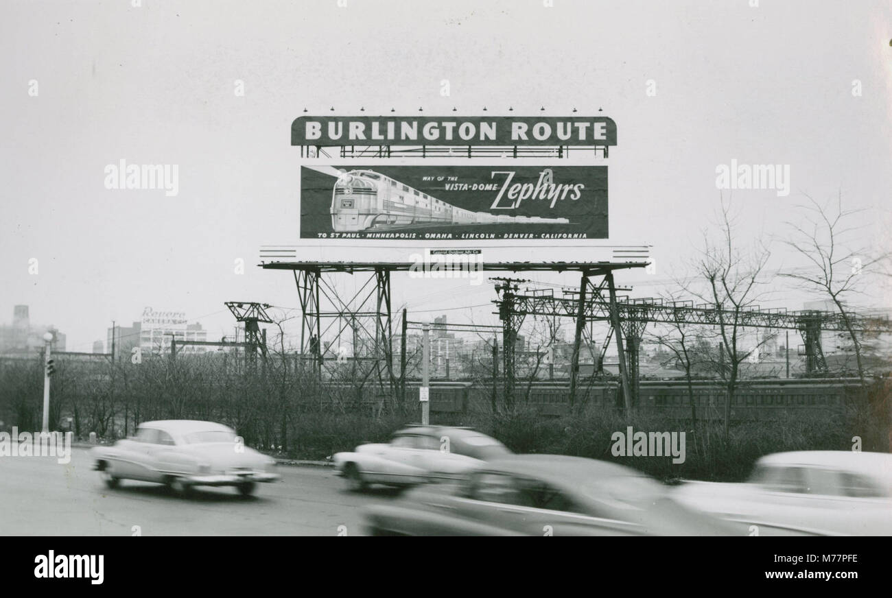 Chicago, Burlington & Quincy Railroad outdoor billboard, 1952 (NBY 3109 ...