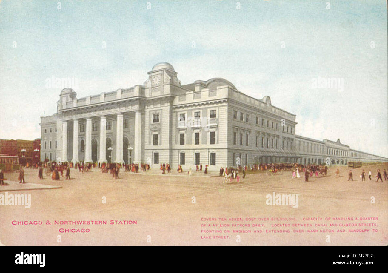 Photograph of the Chicago & Northwestern Station in Chicago, cataloged ...