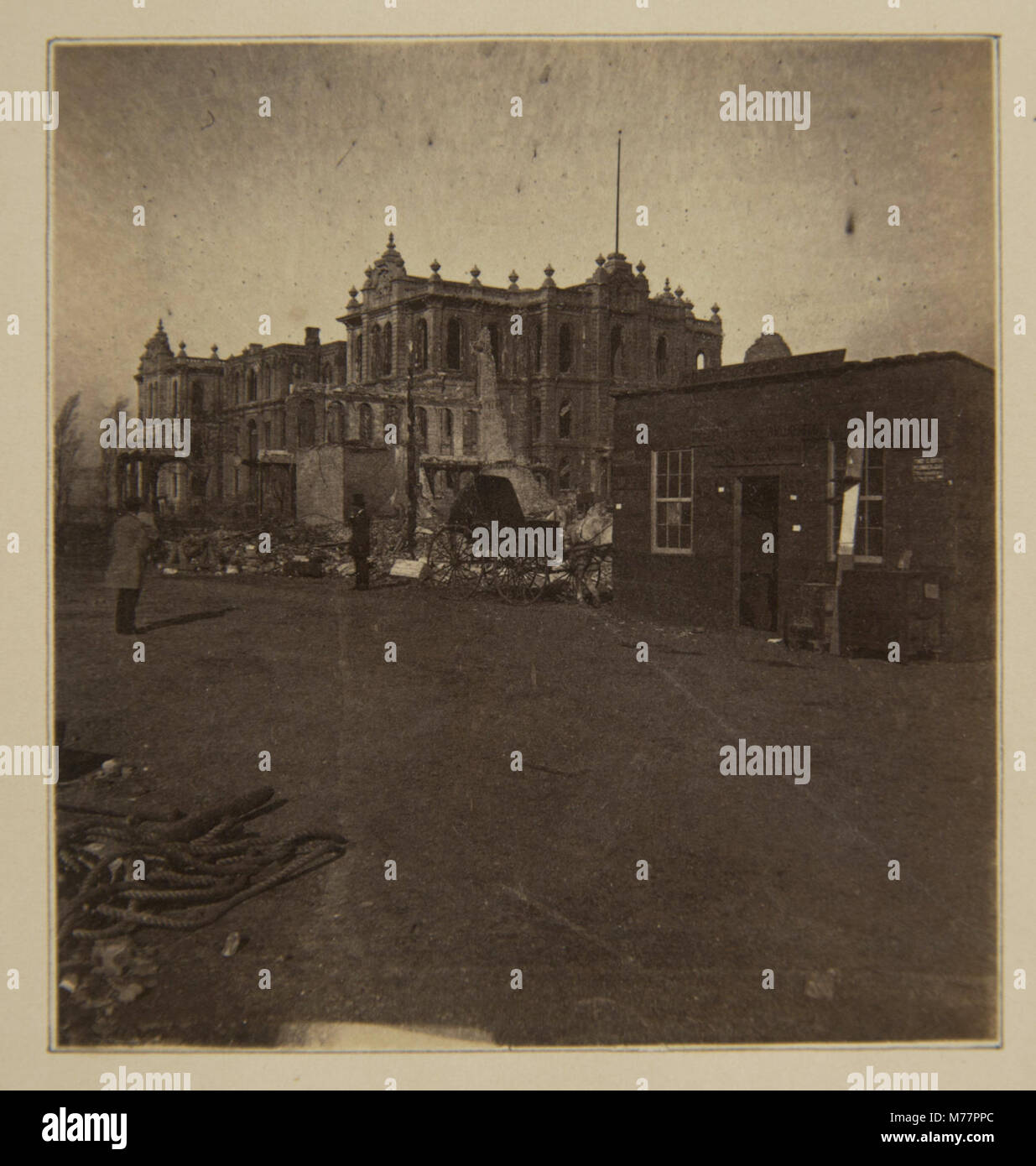 An image showing the aftermath of the Chicago Fire of 1871, focusing on ...