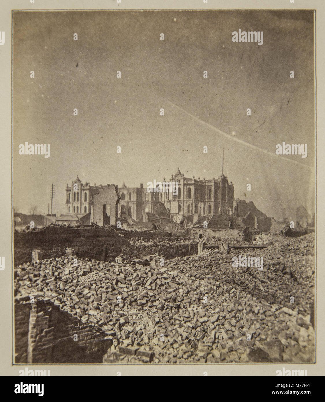 A photograph of the Chicago Court House after the 1871 fire ...