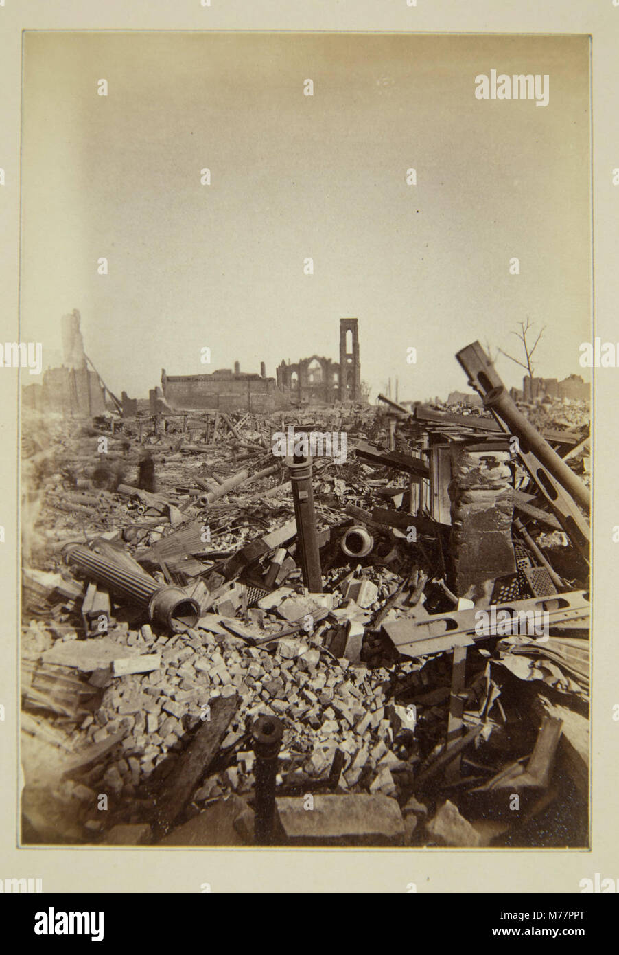 This image depicts the aftermath of the Great Chicago Fire of 1871 ...
