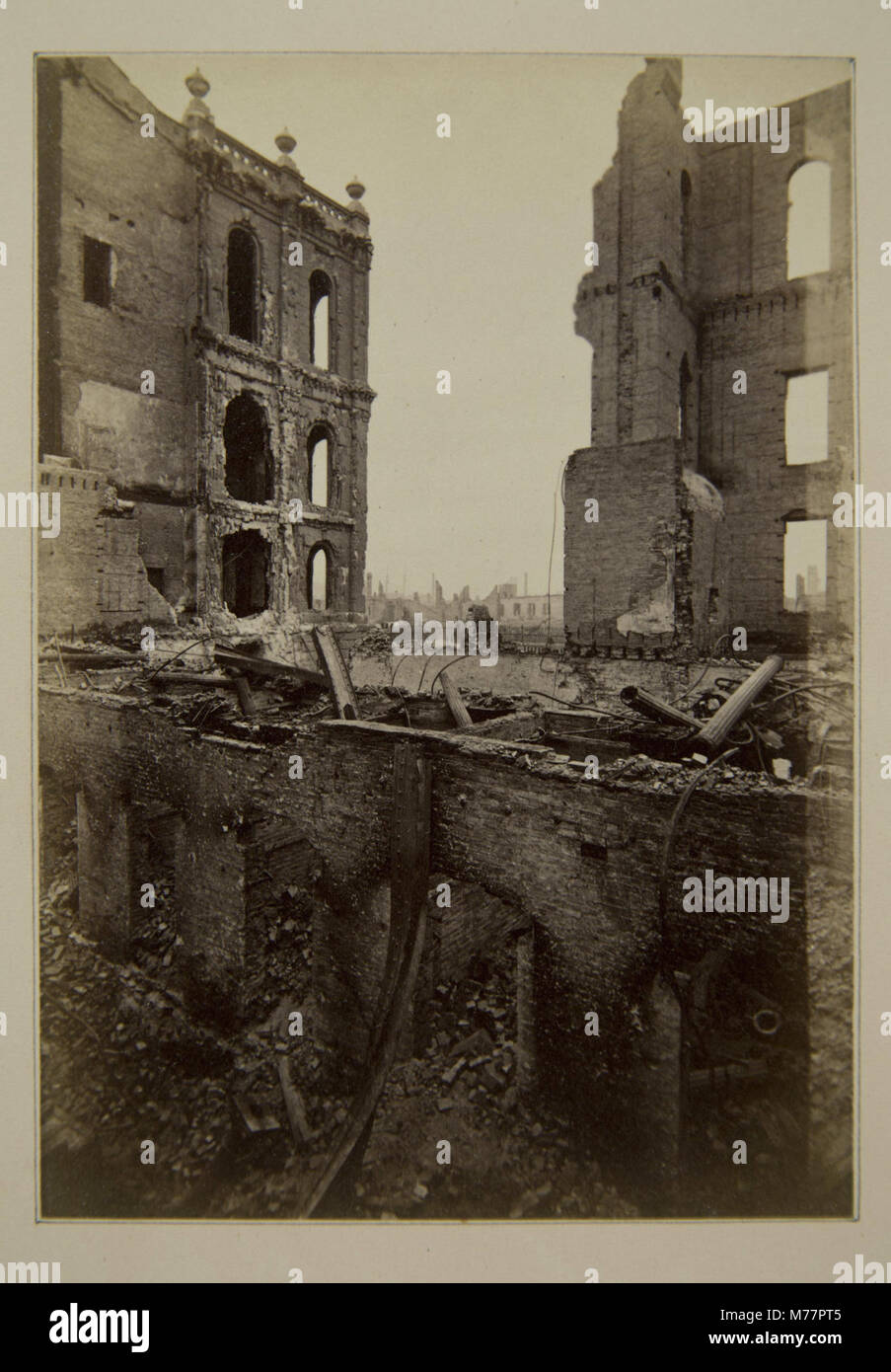 Photograph of the interior of a courthouse during the aftermath of the ...