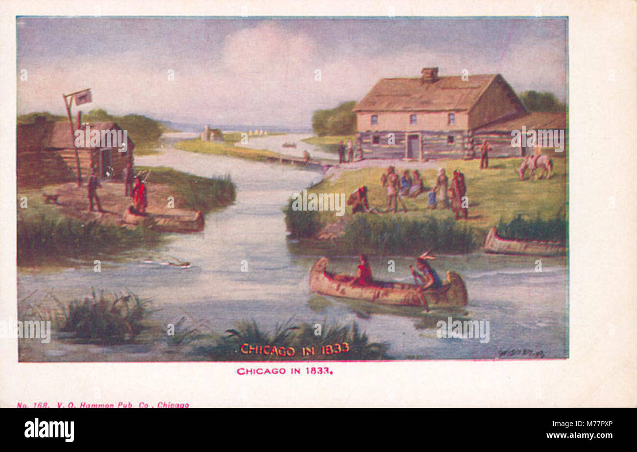 A historical map of Chicago in 1833, illustrating the early development ...