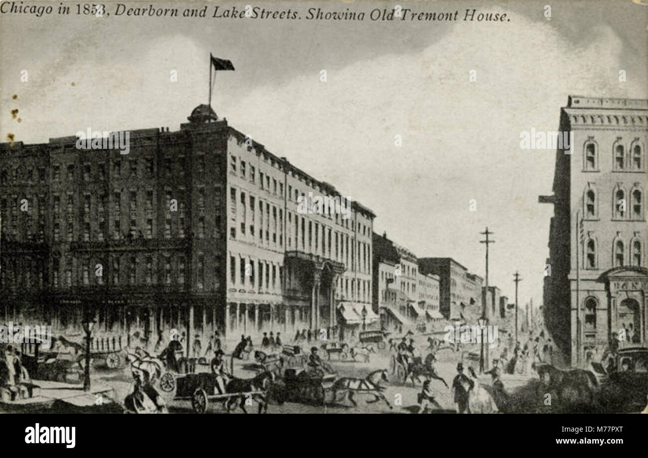 A photograph of Chicago in 1853, capturing the bustling intersection of ...