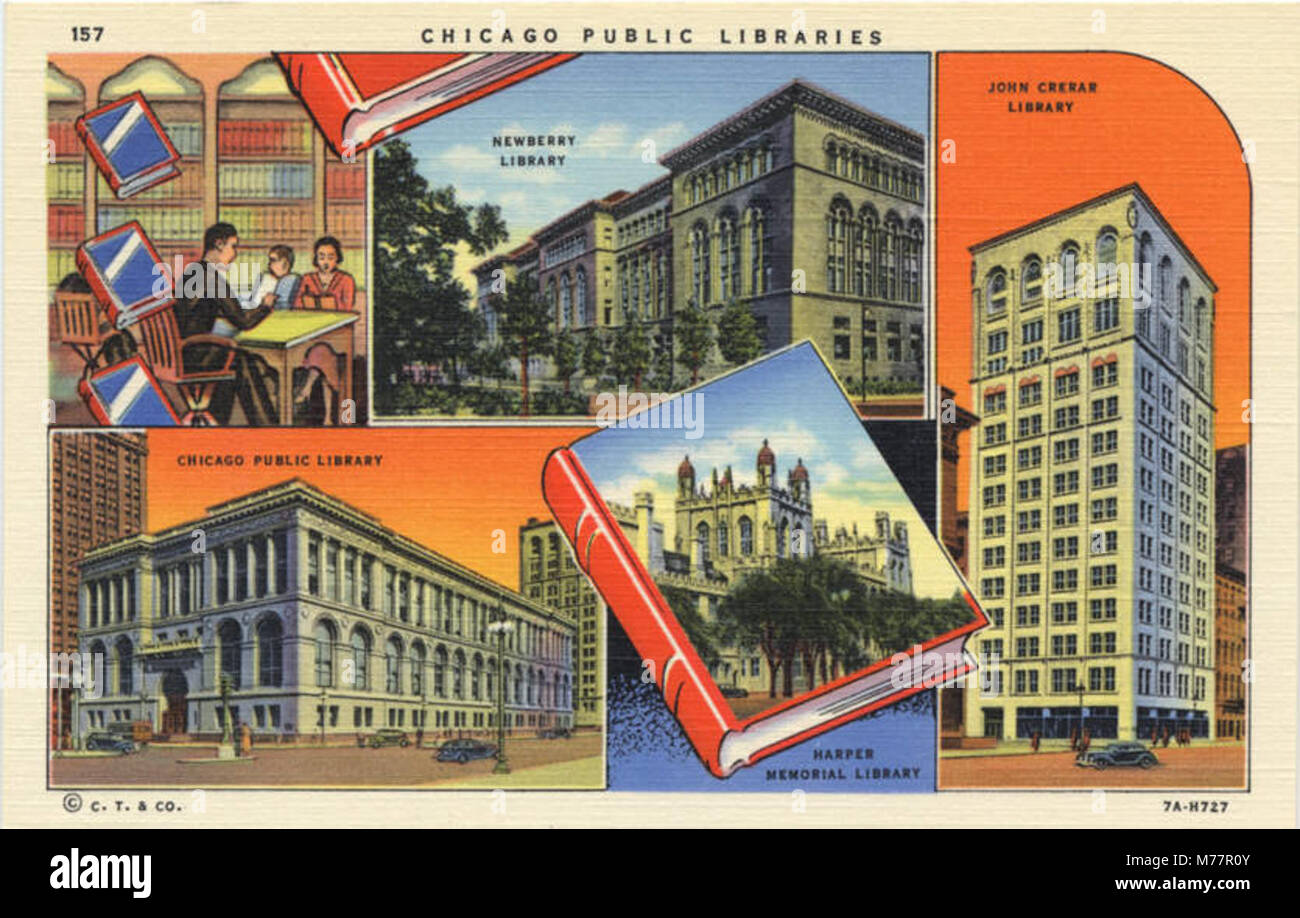 A historical image of the Chicago Public Libraries, highlighting one of ...